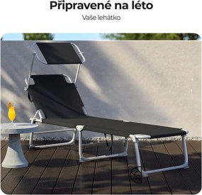 Zahradní lehátko HAWAI s nastavitelnou clonou, 195x60x30cm, antracitová Casaria