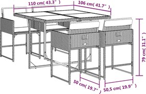 5dílný zahradní jídelní set s poduškami mix béžové polyratan 3211260