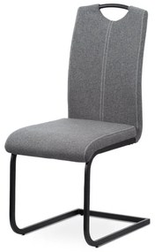 Autronic - Jídelní židle, potah šedá látka, bílé prošití, kovová pohupová podnož, černý matný lak - DCL-612 GREY2