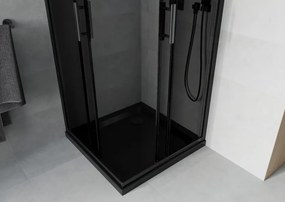 Mexen Rio čtvercový sprchový kout 80 x 80 cm, grafit, černý + vanička Flat, černá - 860-080-080-70-40-4070B