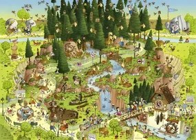 HEYE Puzzle Šílená ZOO: Expozice Černý les / 1000 dílků / 70 × 50 cm