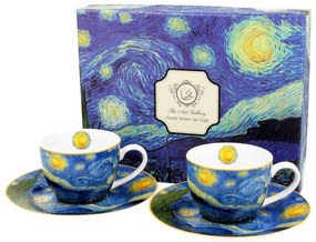 Sada šálků s podšálkem espresso Van Gogh STARRY NIGHT 2 ks 90 ml modrá
