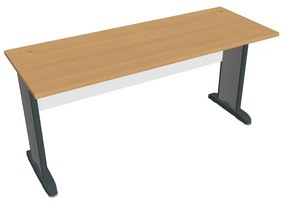 Stůl pracovní rovný 160 cm hl. 60 cm - Hobis Cross CE 1600 Dekor stolové desky: buk, Dekor lamino podnože: bílá, Barva nohou: černá
