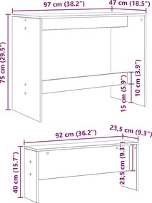 vidaXL 3dílná sada jídelního stolu a lavic kompozitní dřevo [855535] Barva: Bílá