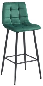 Barová sametová otočná židle ARCETO v zelené barvě