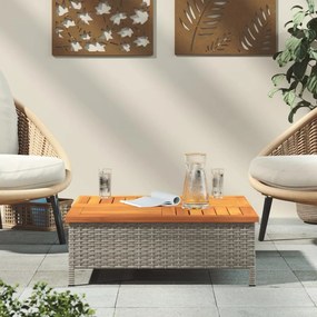 Zahradní stolek šedý 70 x 70 x 25 cm ratan a akáciové dřevo 3281630