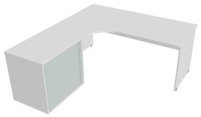 Sestava stolu a rol. skříně pravá 180x60 cm - Hobis Gate GE 1800 60 HR P Dekor stolové desky: bílá, Dekor lamino podnože: bílá