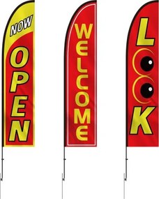 Open Flags Pro Business Advertising Sada vlajek s vlajkami Otevřený vzhled Vítejte