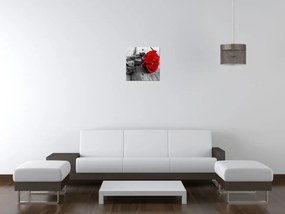 Gario Obraz s hodinami Červená růže Rozměry: 60 x 40 cm