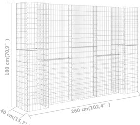 vidaXL Marketos Gabionový truhlík ve tvaru písmene H ocelový drát 260x40x180 cm