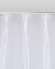 Záclona na dvojitých hačcích flex barva bílá látka poloprůhledná, pletený vzor, vzorované