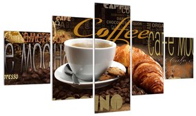 Obraz kávy a croissantů (125x70 cm)