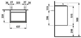 Laufen Meda Umyvadlová skříňka 53 cm, Cappuccino H4215620114651