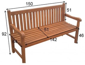 TEXIM Roma zahradní lavice teak 150 cm