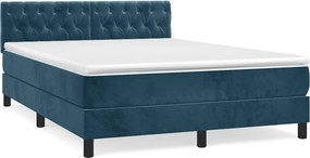 Box spring postel s matrací tmavě modrá 140x190 cm samet 3141483