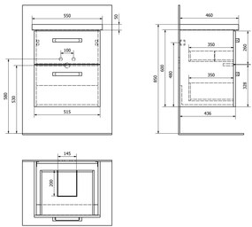 Sapho, VEGA umyvadlová skříňka 51,5x60x43,8 cm, 2xzásuvka, bílá