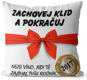 Polštář Zachovej klid + rok narození (Velikost: 40 x 40 cm, rok: 2017)