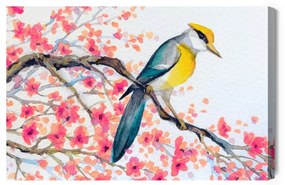 Obraz Pták A Květiny Na Stromě Nedostatek Nedostatek Plátno Canvas 120x80
