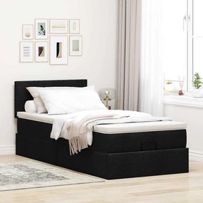Osmanský rám postele s matrací černá 90x190cm textil 3312272