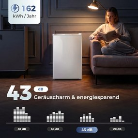 HOMCOM Mini mraznička 85 l, kompaktní volně stojící mraznička s možností přehodit otevírání dveří a nastavitelnou teplotou, bílá