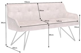 Designová lavice Natasha 156 cm šampaňský samet