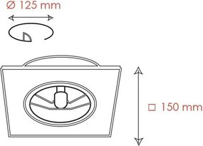 BPM 3024GU Vestavné svítidlo Aluminio Plata IP65, kartáč.hliník 1x75W, 230V - BPM