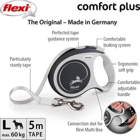 Flexi Comfort Plus L pásek 5m antracitové / Vodítko / samonavíjecí / d