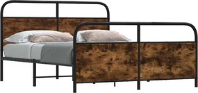 Kovový rám postele bez matrace kouřový dub 193 x 203 cm 3318641
