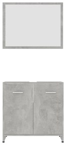 3dílný set koupelnového nábytku - s vysokou skříní - dřevotříska | betonově šedý