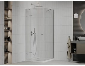 Mexen Roma sprchový kout s otočnými dveřmi 70 x 70 cm, Průhledné, Chromovaná + sprchová vanička Flat - 854-070-070-01-00-4010