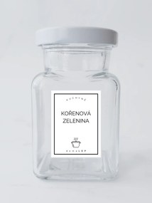 Samolepka na kořenky KOŘENOVÁ ZELENINA bílá 3 × 4 cm základní písmo