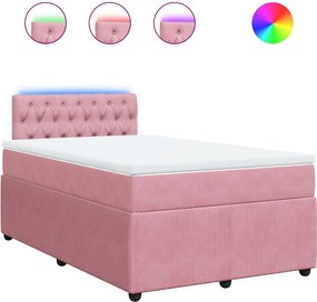 Box spring postel s matrací růžová 120 x 200 cm samet 3290021