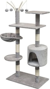 Škrabadlo pro kočky se sisalovými sloupky, 125 cm, šedá 170480