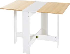 HOMCOM Skládací Jídelní Stůl Kuchyňský Stolek se 2 Sklopnými Listy pro Úsporu Místa Moderní Design 103x76x73.5cm Dřevo