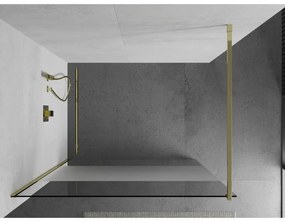 Mexen Kioto, sprchová zástěna typu Walk-In 130x200 cm, 8mm čiré sklo/námraza, zlatý profil, 800-130-101-50-35