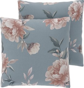 Livarno® Potah na polštář Renforcé, 50 x 60 cm, 2 kusy (květiny / modré)
