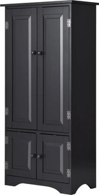 Costway Midi skříňka boční vysoká deska vysoká dřevo – 59 × 32 × 123 cm, černý