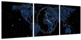 Obraz mapy s hvězdami (s hodinami) (90x30 cm)