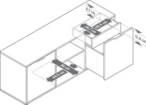 Tchibo - Nízká skříňka se zásuvkami - barva: bílá
