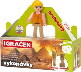 EFKO Igráček Archeoložka / Egyptské vykopávky / Sarkofág a soška Nefer