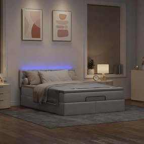 Osmanská postel s matrací &amp; LED Taupe 140x200 cm Látka 3312482