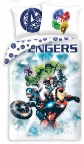Dětské bavlněné licenční povlečení Marvel Avengers 140x200cm/70x80cm bílé