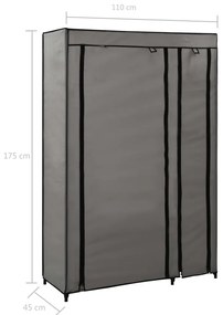 Skládací šatní skříň šedá 110 x 45 x 175 cm textil - Default Title