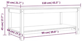 Konferenční stolek šedý 110 x 55 x 45 cm masivní borové dřevo - Default Title