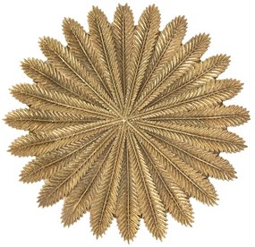 Zlatý dekorační talíř s dekorem listů Spie - Ø 25*1 cm