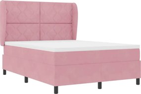 Postel s boxspringem s čelo Růžová 200 x 160 cm samet 3340993