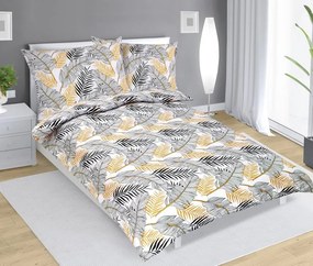 Bellatex Bavlněné povlečení Šedá,Žlutá 140x220 cm, 70x90 cm