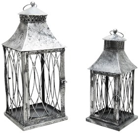 Lucerny kovové šedé sada 2 ks 50 a 40 cm 23LC04185