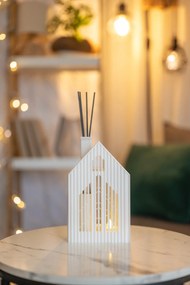 DOMEČEK CASETTA - Aroma difuzér a LED svíčka , bílá-matná