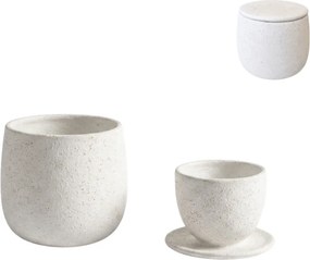 Dvoudílná keramická sada květináče a nádobky NEST 10 cm, bílá